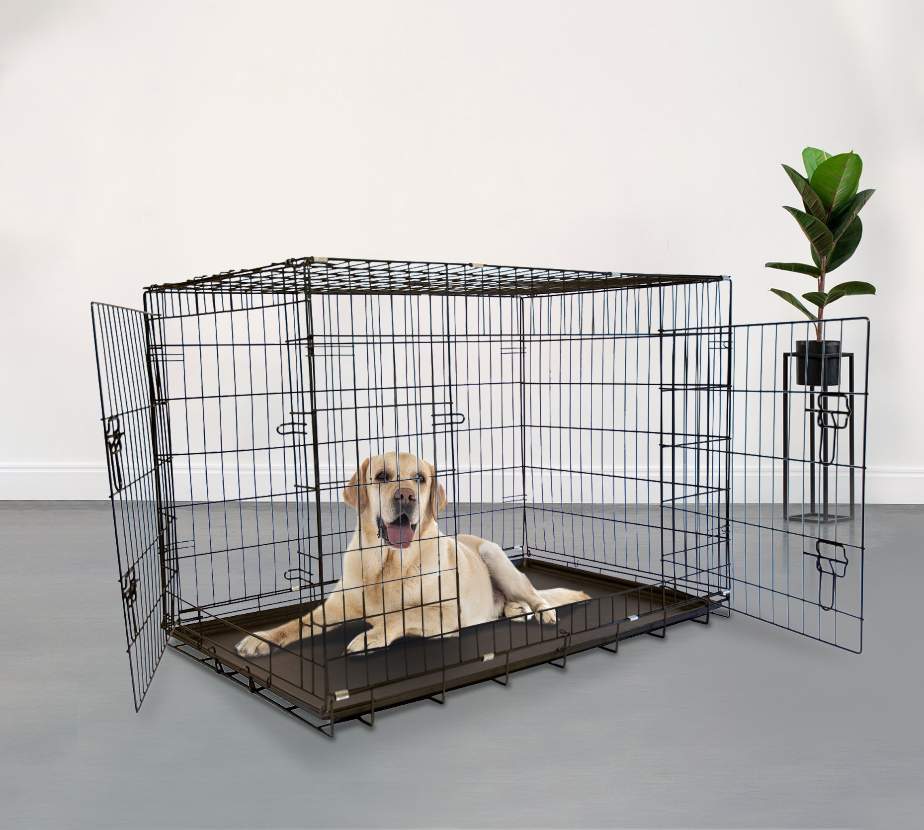 Foldable Double Door Dog / Cat Training Crate with Divider – dev-IconicPet.com